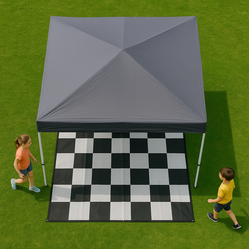Recycled Mat - Gazebo Checker Board 3m x 3m – Camping Mat Warehouse